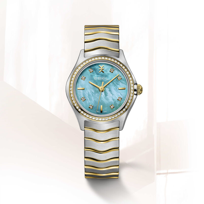 EBEL | Women's EBEL Wave watch, stainless steel and 18K yellow gold