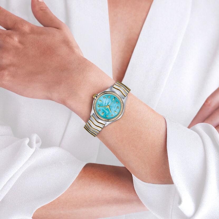 EBEL | Women's EBEL Wave watch, stainless steel and 18K yellow gold